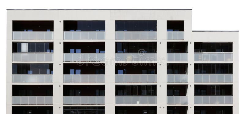 Windows and Balconies of a Residential Building Isolated Stock Photo ...