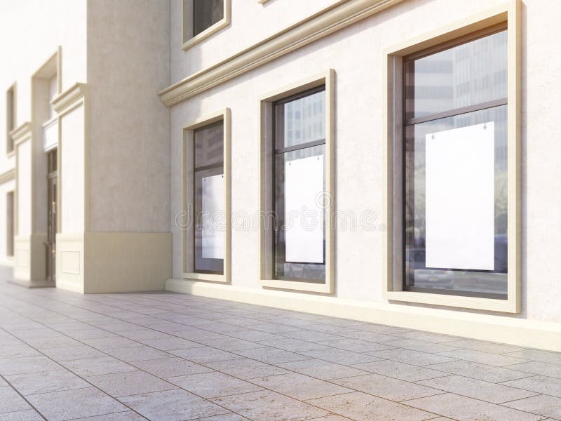 Windows with banners side stock illustration. Illustration of copy ...