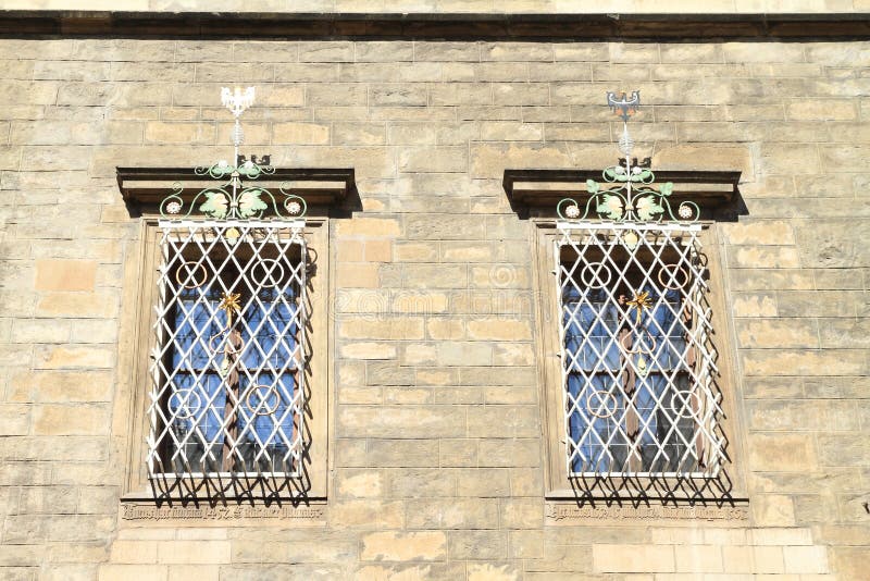 Windows with bars stock photo. Image of windows, wall - 55103026