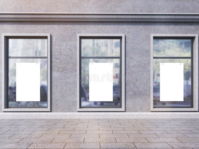 Windows with blank posters stock illustration. Illustration of ...