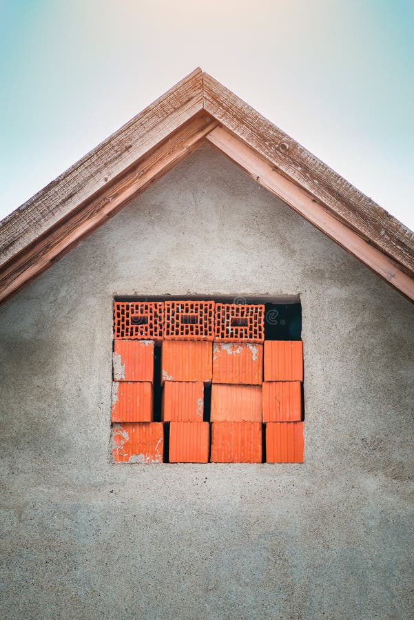 Windows Blocked with Bricks Stock Image - Image of background ...