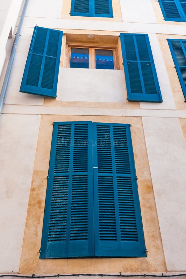 Windows with blue frames stock image. Image of house - 59069373