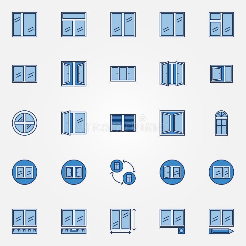 Windows blue icons set stock vector. Illustration of equipment - 58205367
