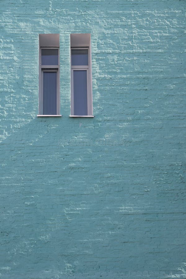 Windows on a Blue Wall, Facade of a High-rise Residential Building, 2 ...