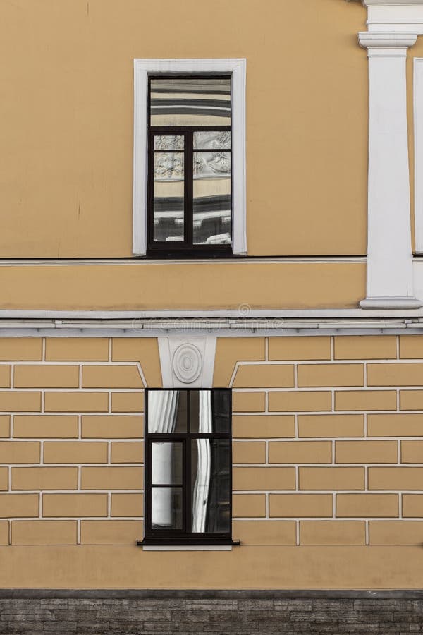 Windows and Bricks on a Typical Russian Wall Facade Stock Image - Image ...
