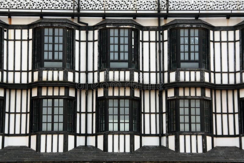 Windows of a British Style Building Stock Photo - Image of background ...