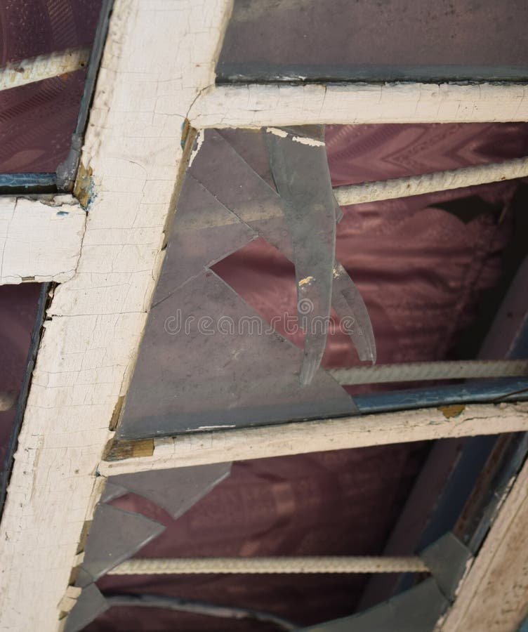 Windows with the broken stock photo. Image of exterior - 156358112