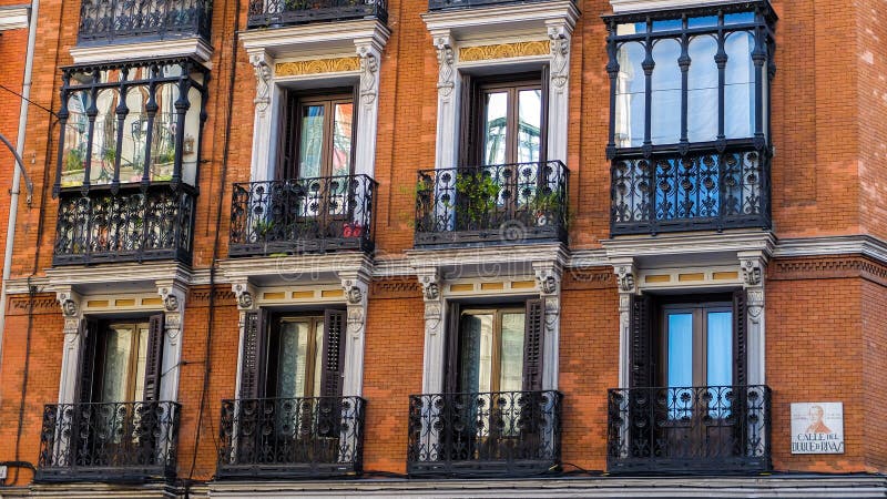 Windows of Building stock image. Image of building, railings - 85404847