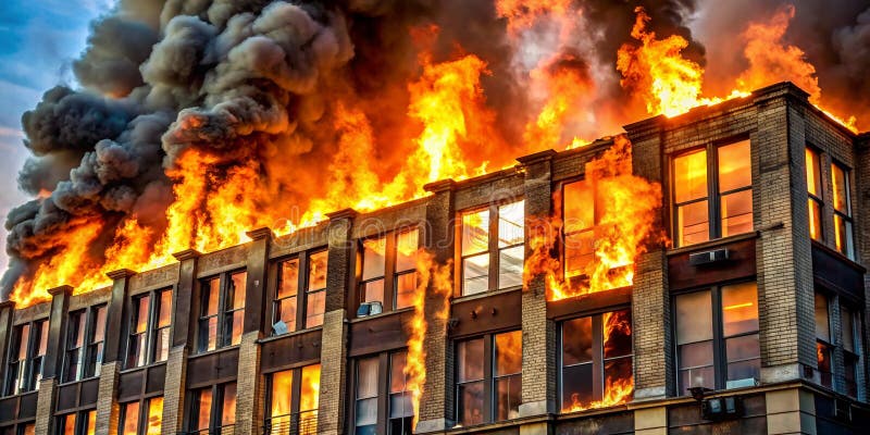 The Windows of the Building are Engulfed in Flames Fire in the House AI ...