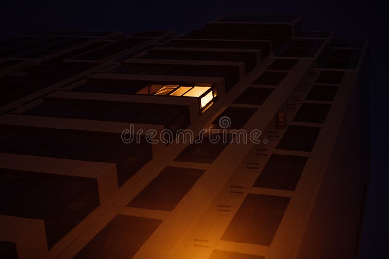 Windows in the Building Have Lights on at Night Stock Photo - Image of ...