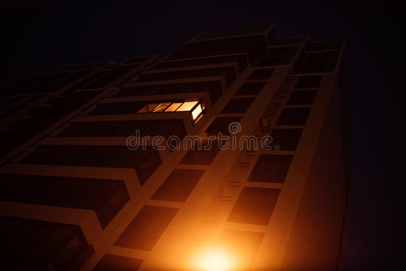 Windows in the Building Have Lights on at Night Stock Image - Image of ...