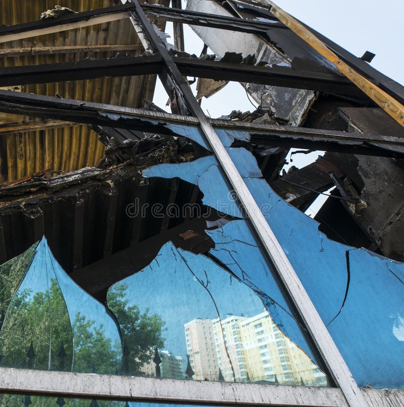 Windows of the Building after the Huge Fire Stock Image - Image of ...