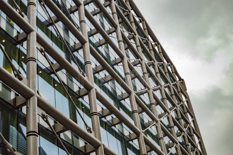 Windows of Building in London with Square Bars Stock Photo - Image of ...