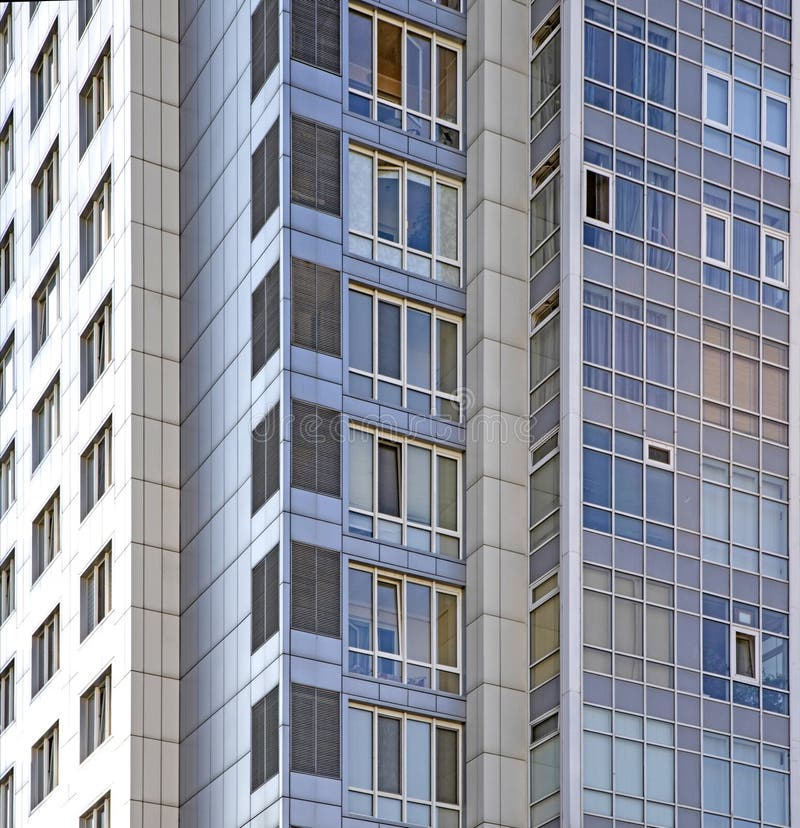 Windows of Business Building in Blue Color. Stock Image - Image of ...