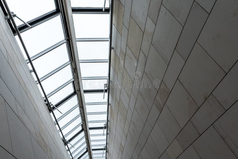 The Windows on a Ceiling of Modern Building Stock Photo - Image of wall ...