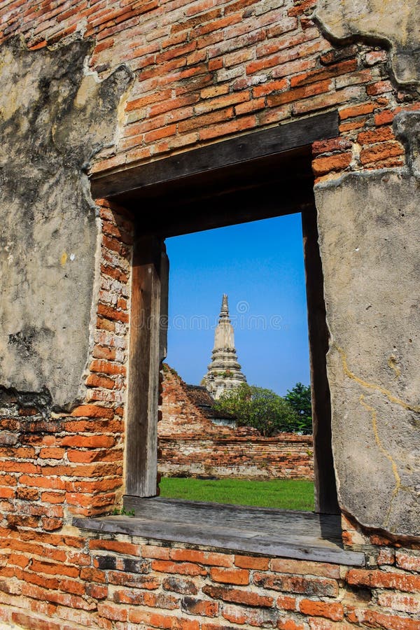 The Windows of the Church Wall, Looking the Ancient Pagoda Stock Image ...