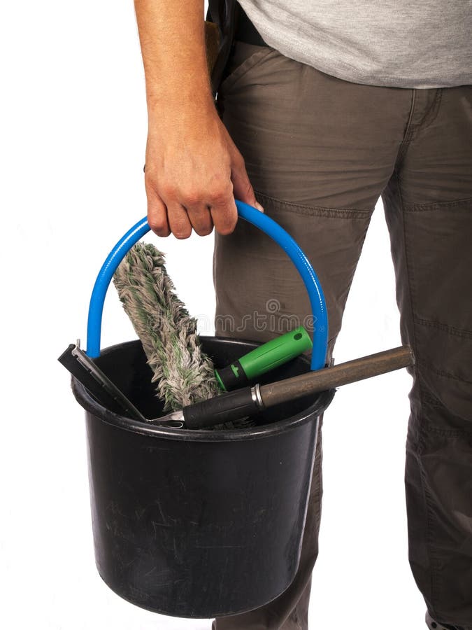 Windows cleaner with tools stock image. Image of person - 33165111