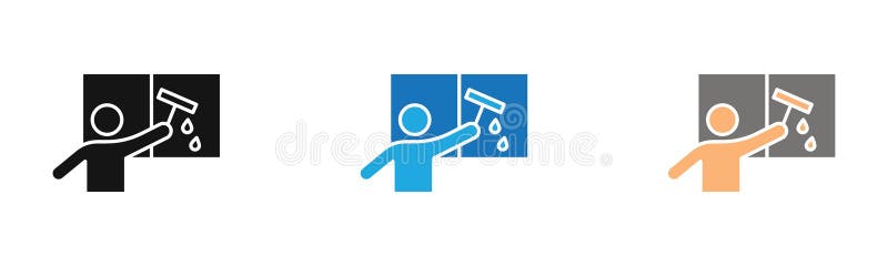 Windows Cleaning Icon Line Art Logo Set Stock Vector - Illustration of ...