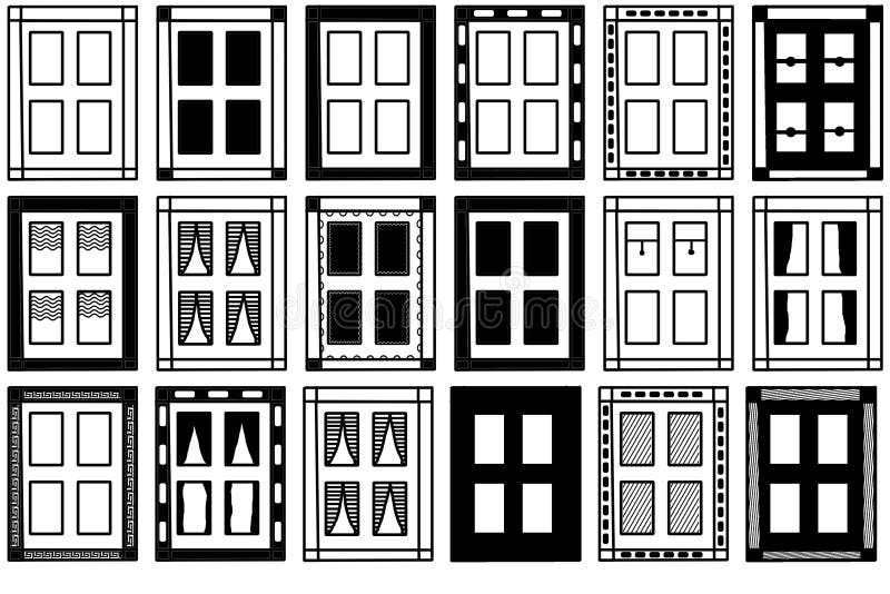 Line Drawing House Windows Different Types Stock Illustration ...