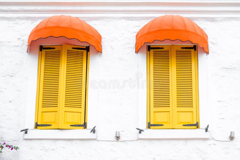 Windows with Colored Shutters. Stock Photo - Image of door, retro ...