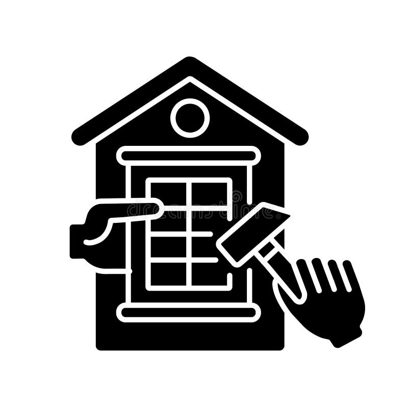 Windows Constructing Black Glyph Icon Stock Vector - Illustration of ...