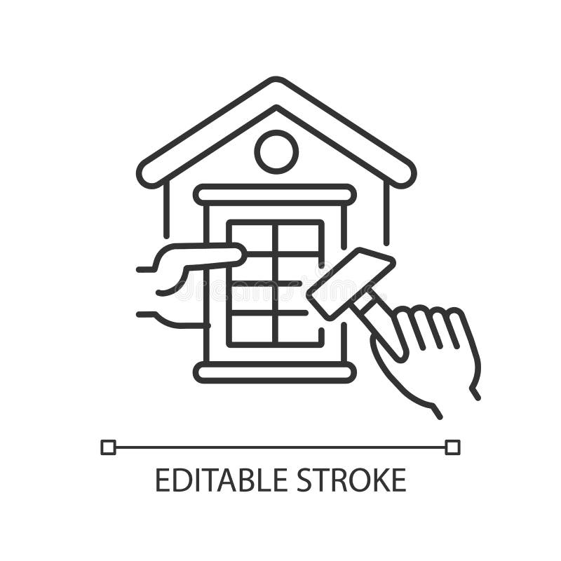 Windows Constructing Linear Icon Stock Vector - Illustration of glass ...