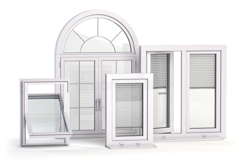 Windows of Different Types Isolated on White Stock Illustration ...