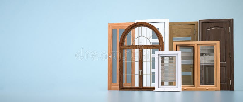 Windows and Doora of Different Types Isolated on White Stock ...