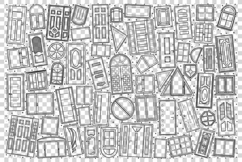 Windows Hand Drawn Doodle Set Stock Vector - Illustration of abstract ...