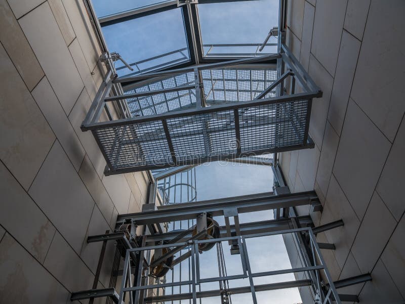 The Windows and Elevator in Modern Building Stock Image - Image of ...