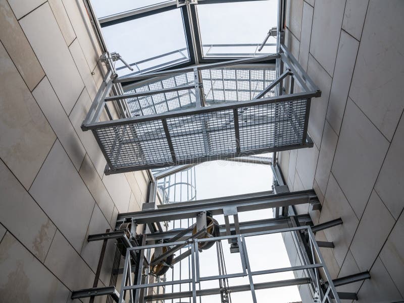 The Windows and Elevator in Modern Building Stock Image - Image of ...