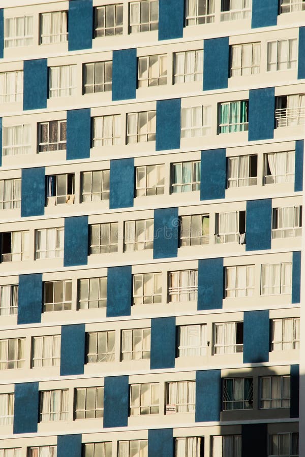 Windows on the Facade of a Building. Blue and White Stock Image - Image ...