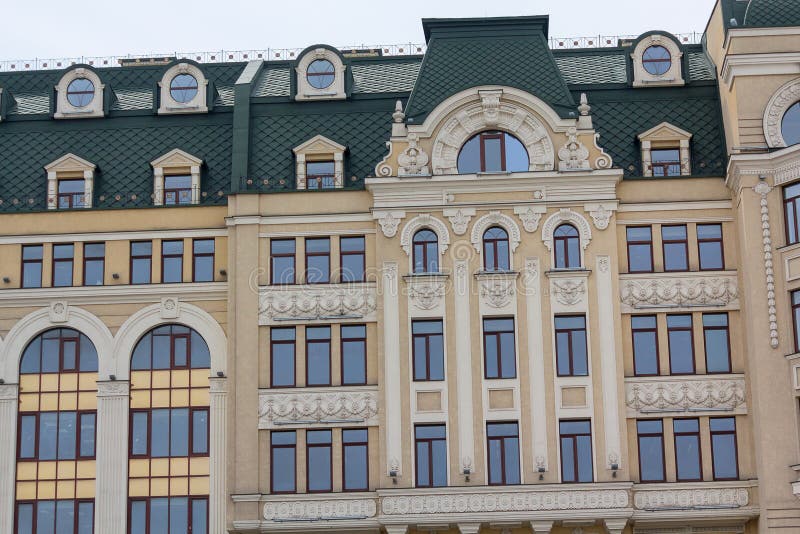 Windows on the Facade of the Building in Classical Style Stock Image ...