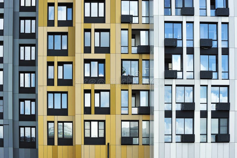 Windows on the Facade of a Modern Residential Building Stock Image ...