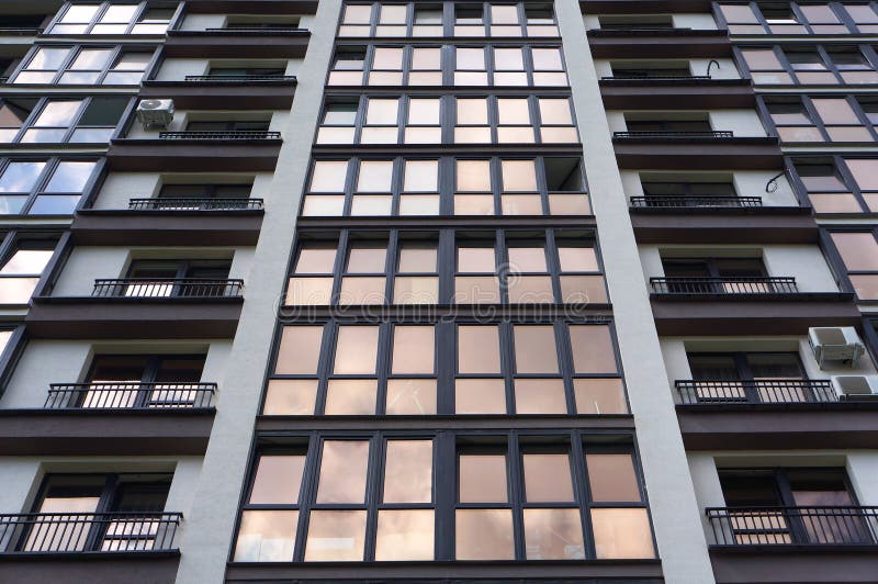 Windows on Facade of ModernTall House Stock Image - Image of apartment ...