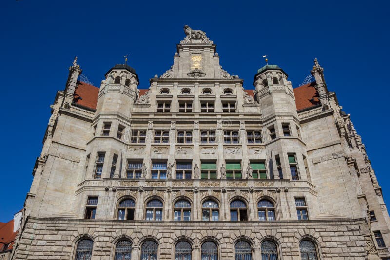 Windows in the Facade of the New Town Hall Building in Leipzig Stock ...