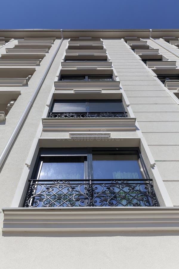 Windows of the Facade of a Residential Building Stock Image - Image of ...