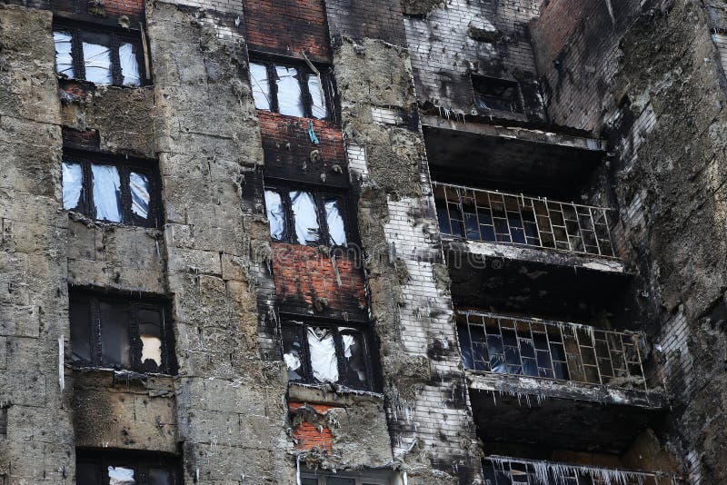 Windows after fire stock image. Image of elements, danger - 113801095