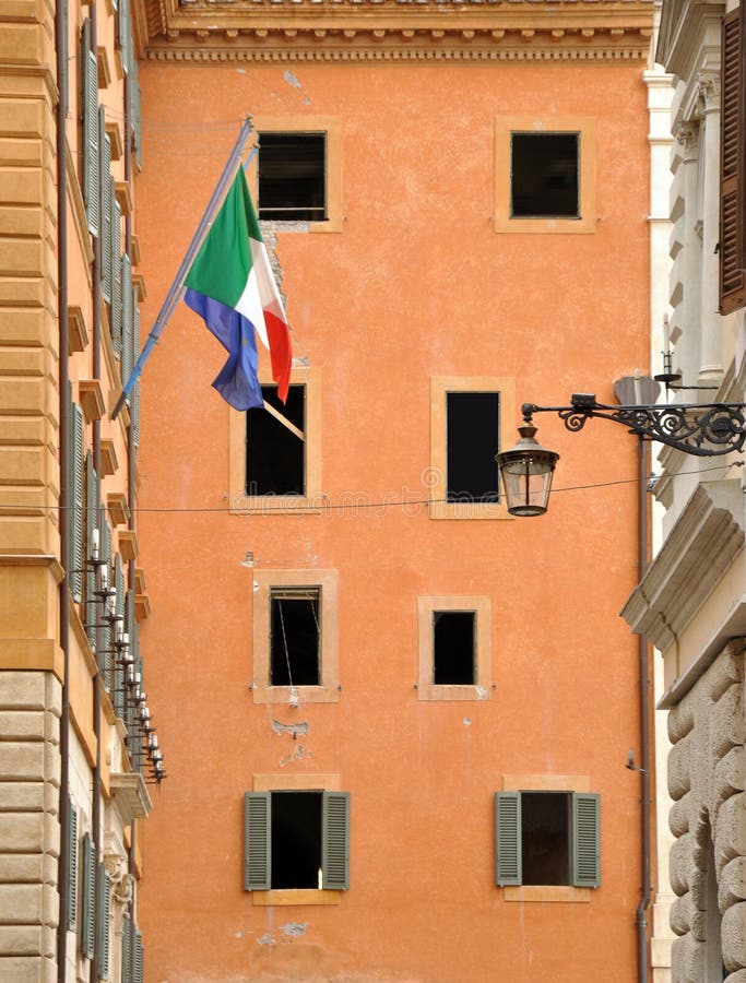 Windows and the Flag of Italy Stock Photo - Image of wall, flag: 13583022