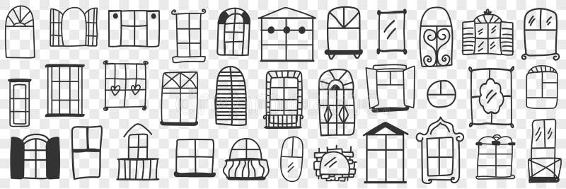 Windows Hand Drawn Doodle Set Stock Vector - Illustration of abstract ...