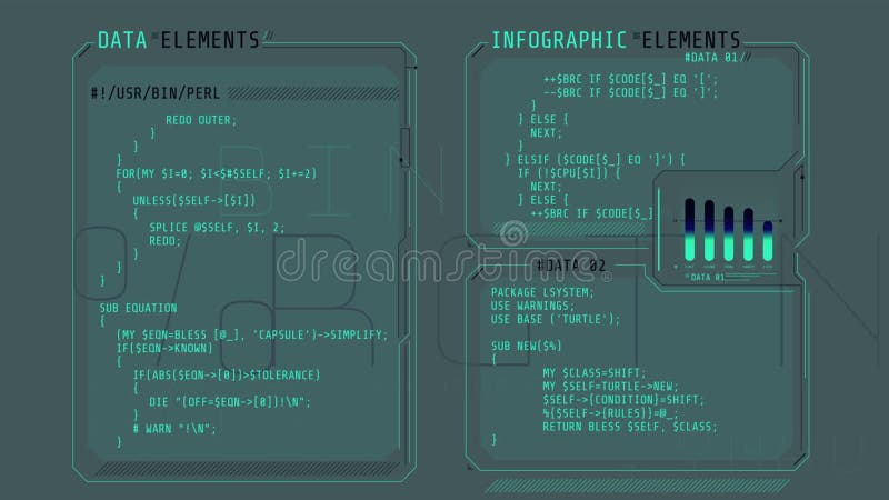 Windows of a Futuristic Interface with Code. Stock Video - Video of ...