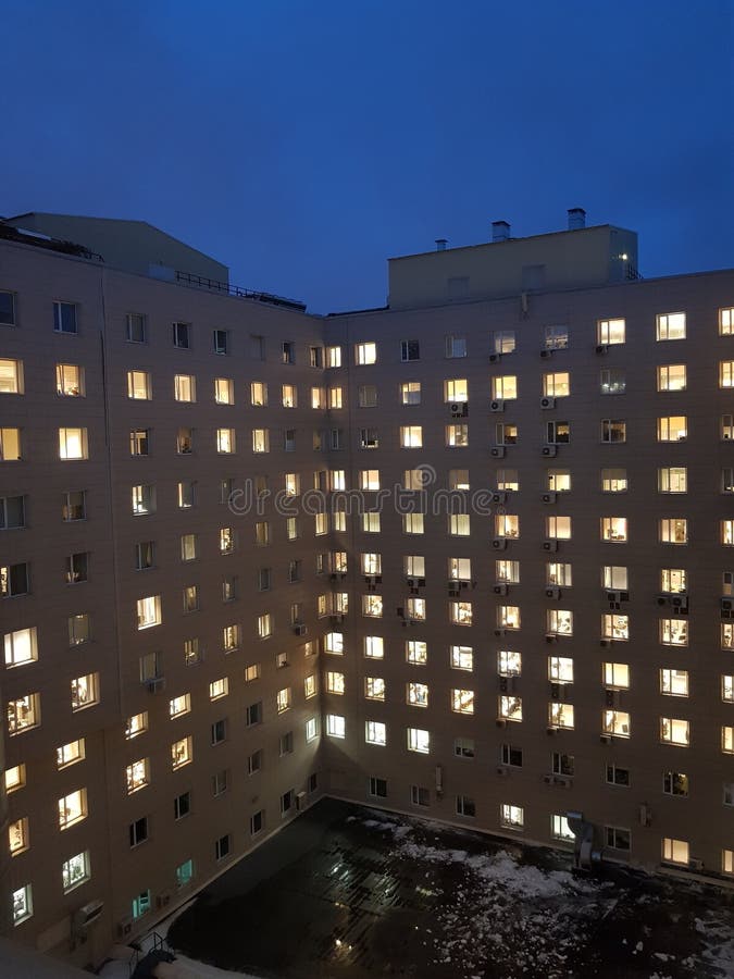 Windows Glow in an Office Building Stock Photo - Image of boston ...