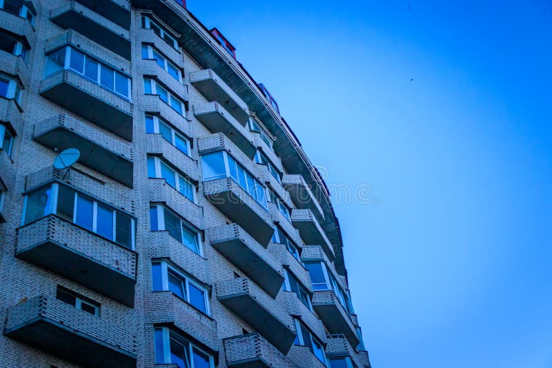 Windows of a High Multi-storey Residential Building. High Building ...