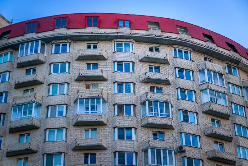 Windows of a High Multi-storey Residential Building. High Building ...