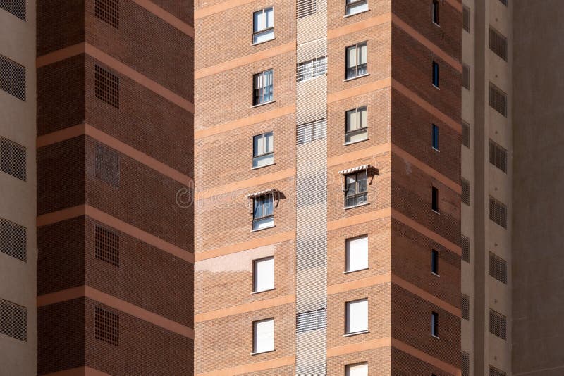 Windows of High-rise Residential Building in Benidorm, Spain Stock ...