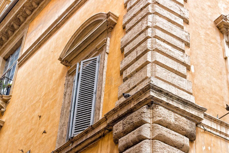 Windows of Historical Building in Rome Stock Image - Image of historic ...