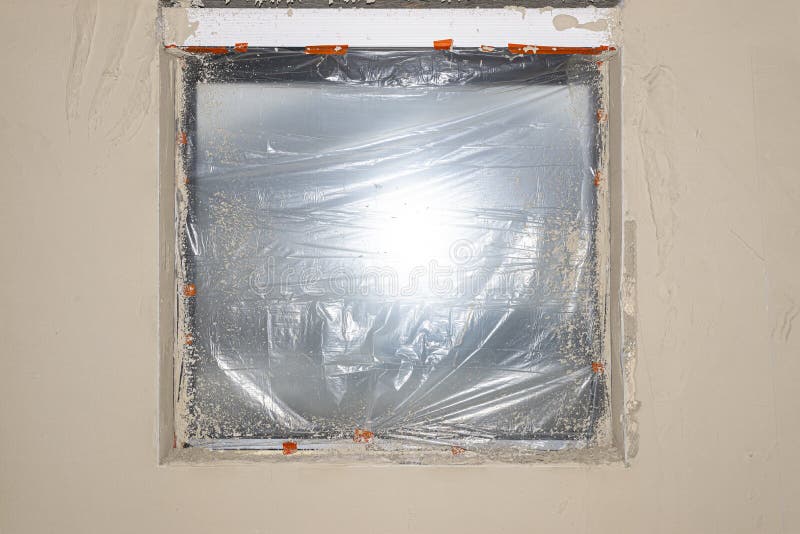 Windows in the House Being Built, Protected with Foil during the ...