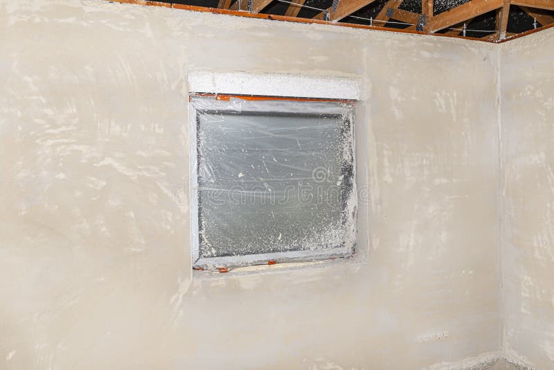 Windows in the House Being Built, Protected with Foil during the ...