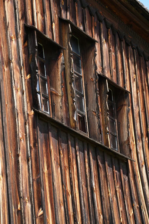 Windows in a House Sheathed with Wooden Boards Stock Image - Image of ...