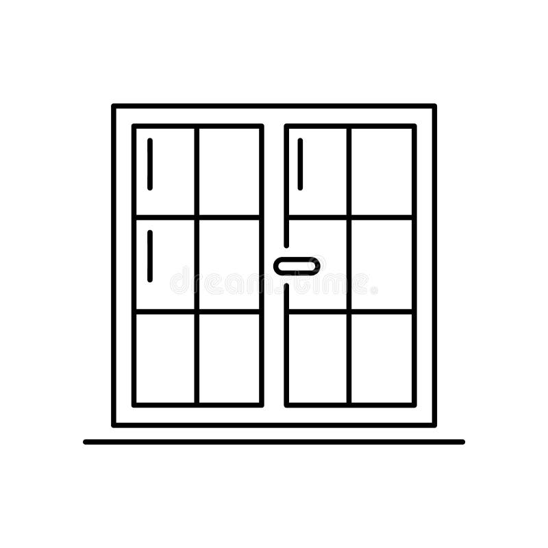 Windows Icon, Linear Style. Double Window Frames Stock Vector ...